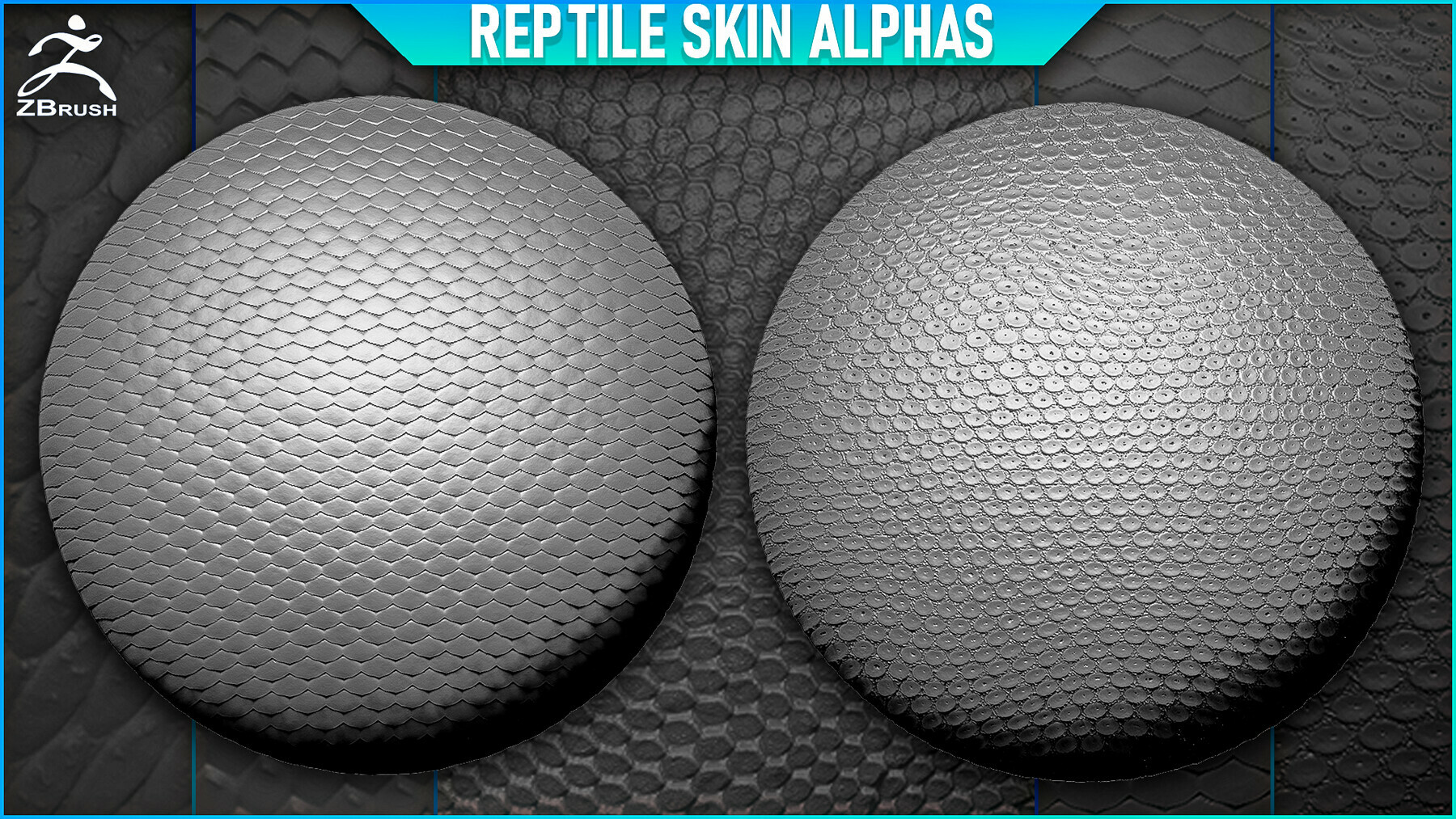 ArtStation - Reptile Skin Alphas Tileable vol. 3 (ZBrush, 2K) | Brushes