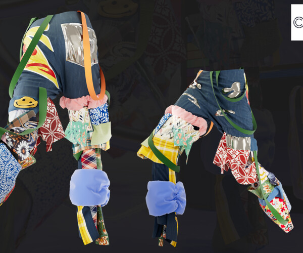 ArtStation - HIGH END FASHION PANTS - FUTURE PATCHWORK PANTS - CLO 3D / MARVELOUS DESIGNER + OBJ ...