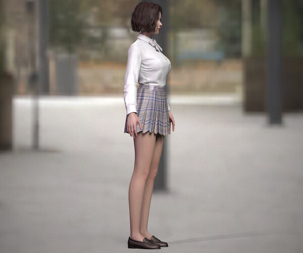ArtStation - japanese student JK uniform suit VR / AR / low-poly 3d ...
