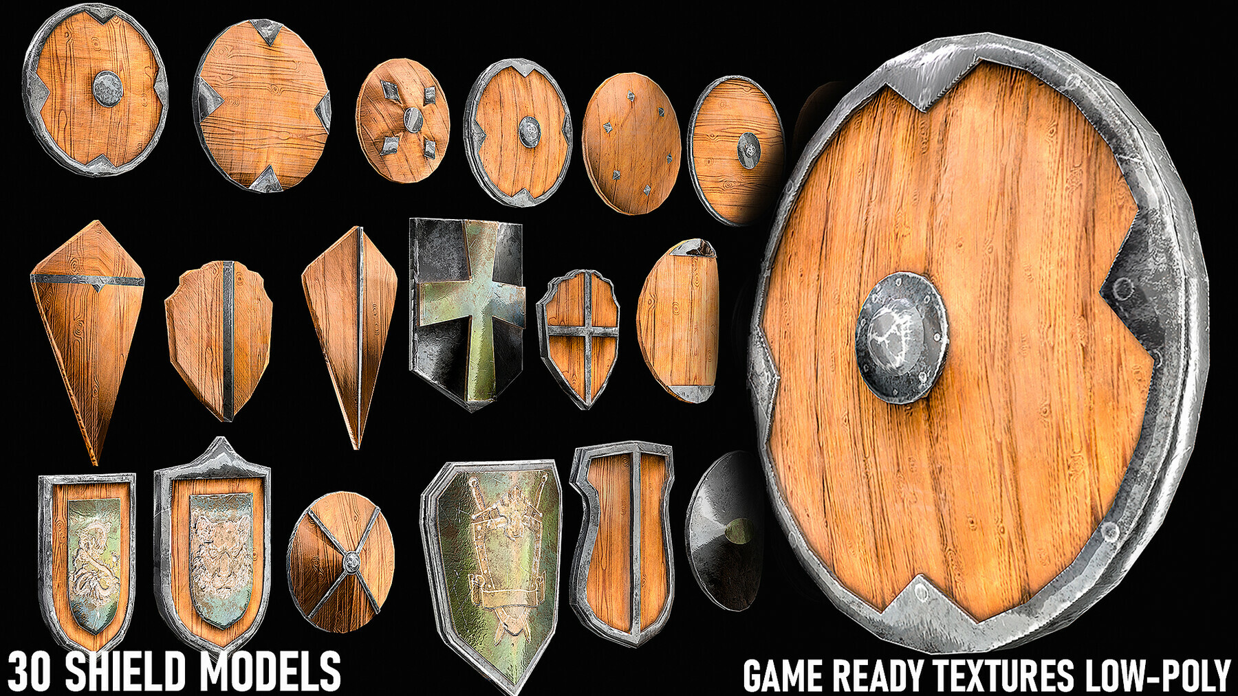 ArtStation - 30 Shield Models Game-Ready | Game Assets