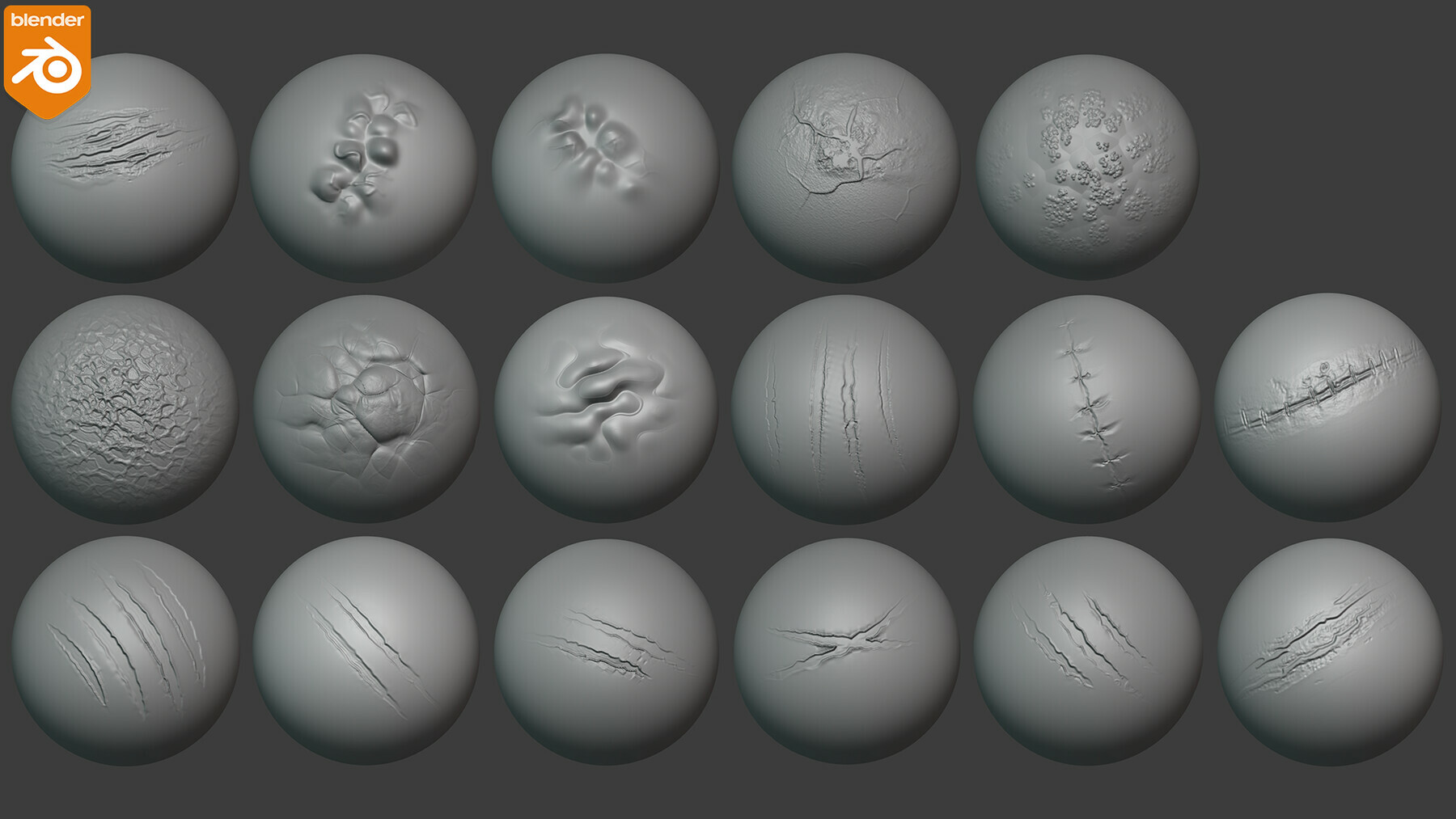 ArtStation - Wounds and Scars Brushes for Blender. Asset Browser. | Brushes