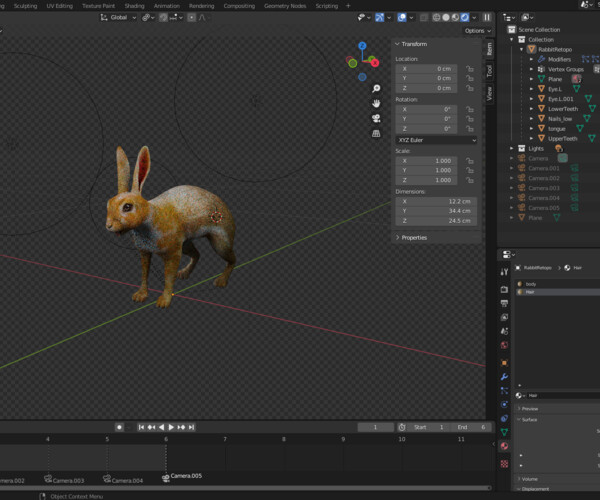 ArtStation - Fur Rabbit Rigged and Animation in Blender | Game Assets