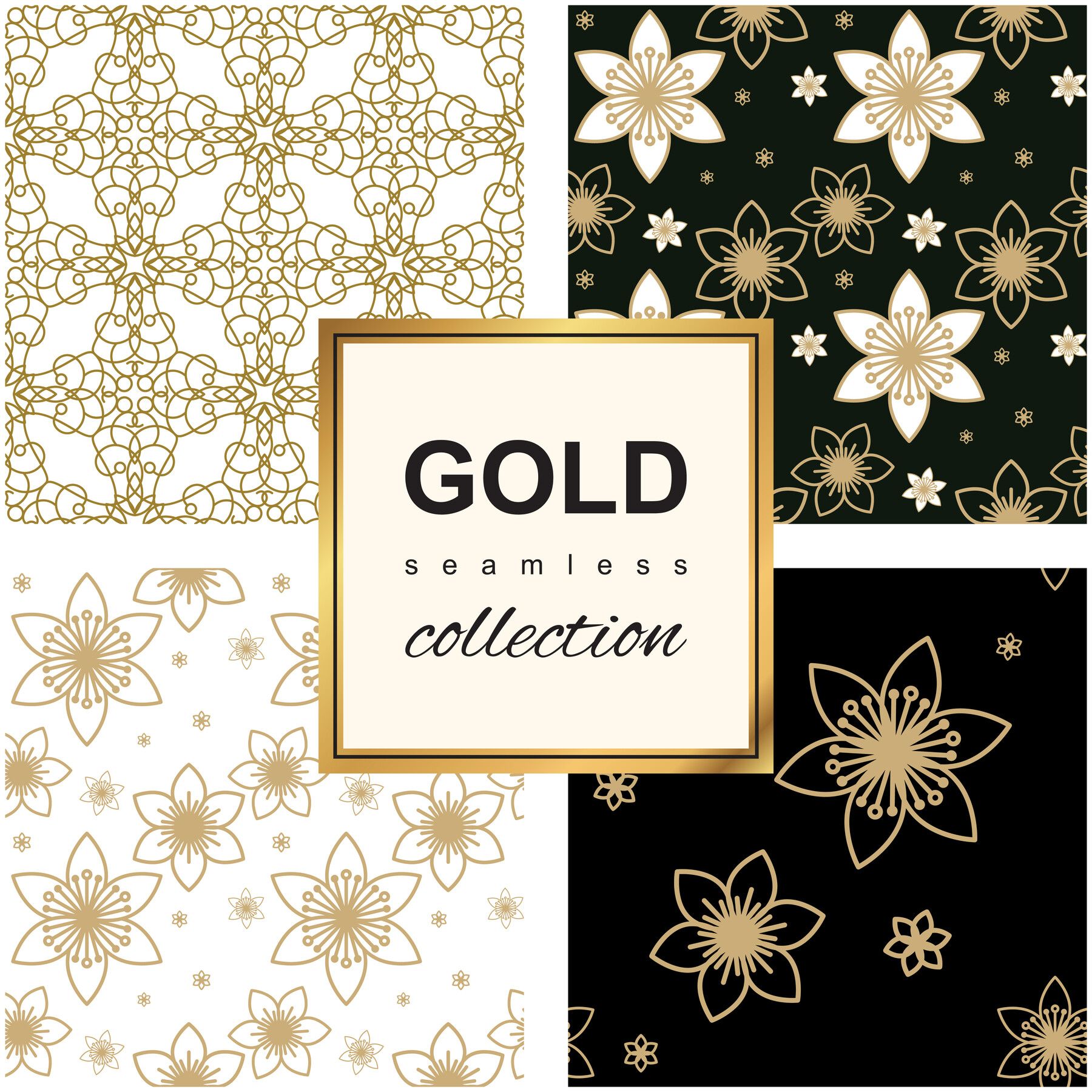 ArtStation - Gold Seamless Pattern Collection. Floral ornamental luxury ...