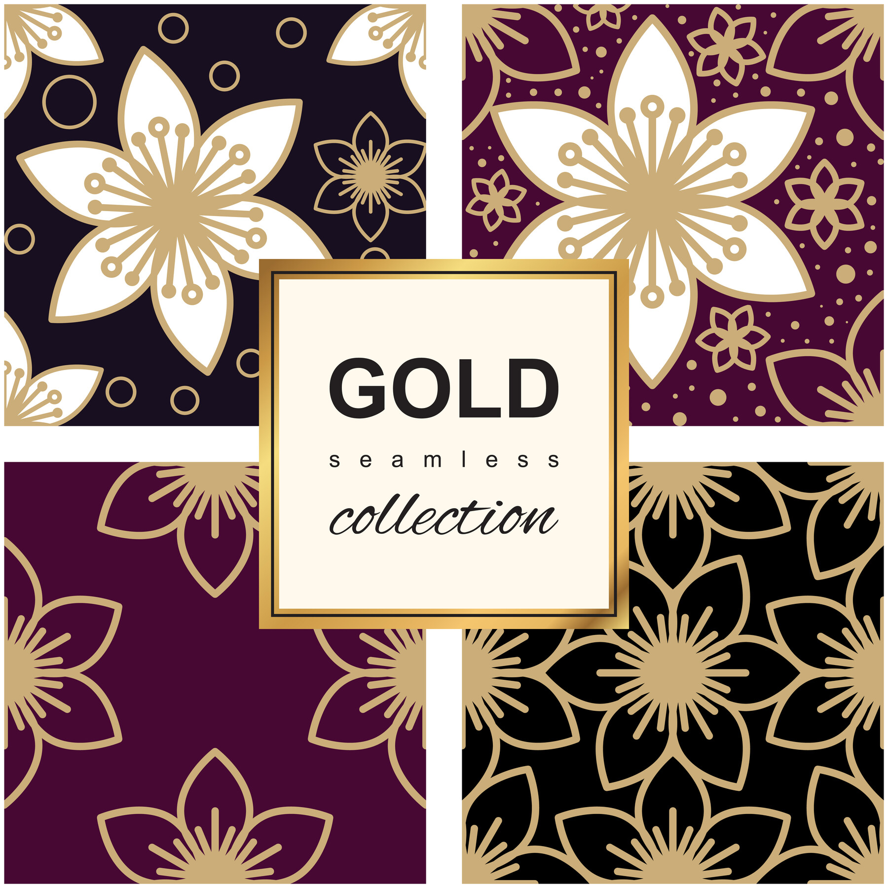 ArtStation - Gold Seamless Pattern Collection. Floral ornamental luxury ...