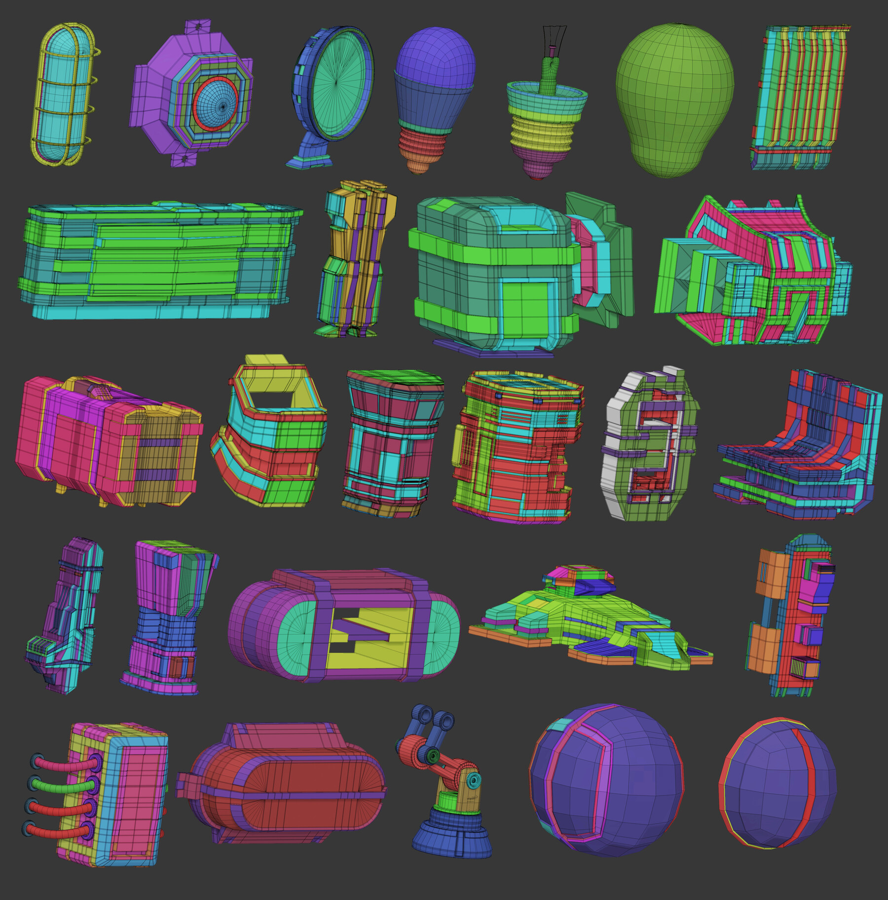 ArtStation - 110 Low-poly futuristic sci-fi mech robot or weapon shapes ...