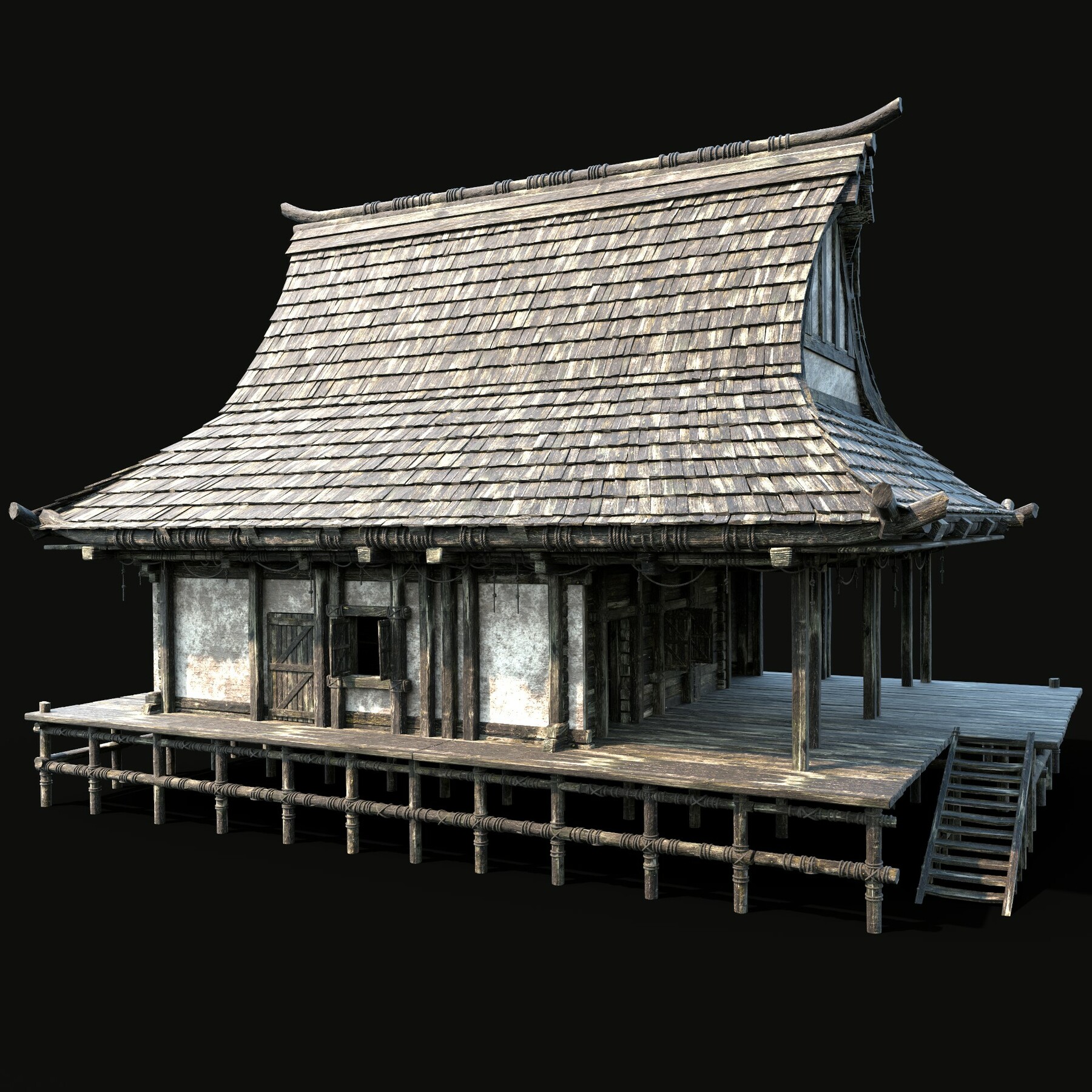 ArtStation - JAPAN CHINESE FEUDAL HOUSE DOJO ASIAN HUT CABIN VILLAGE ...