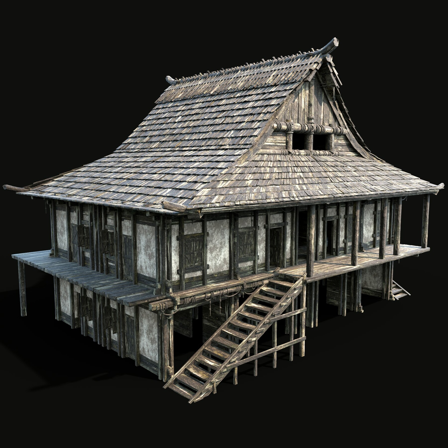 ArtStation - JAPAN CHINESE FEUDAL HOUSE DOJO HUT SAMURAI NINJA ...