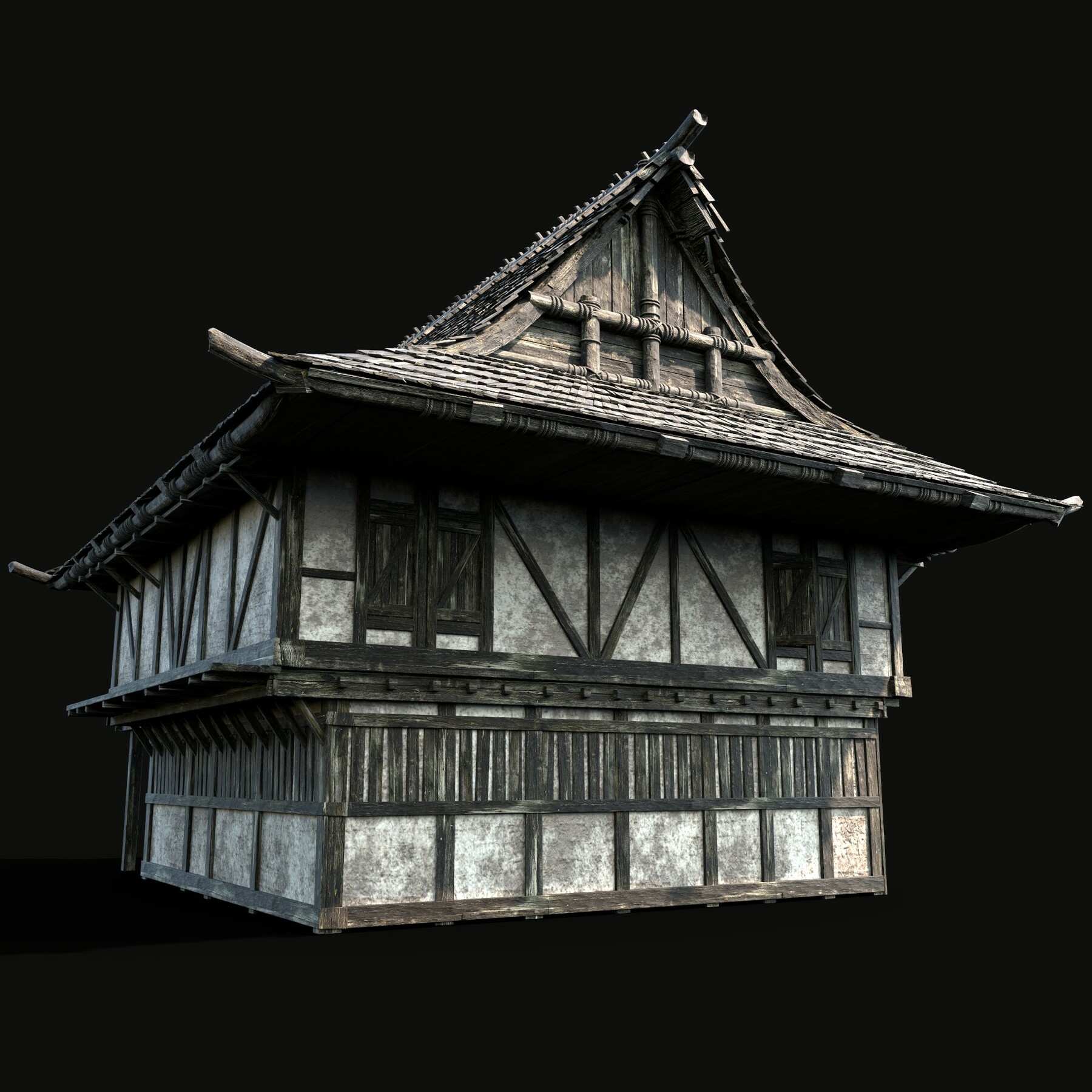ArtStation - JAPAN CHINESE FEUDAL HOUSE DOJO HUT SAMURAI NINJA ...