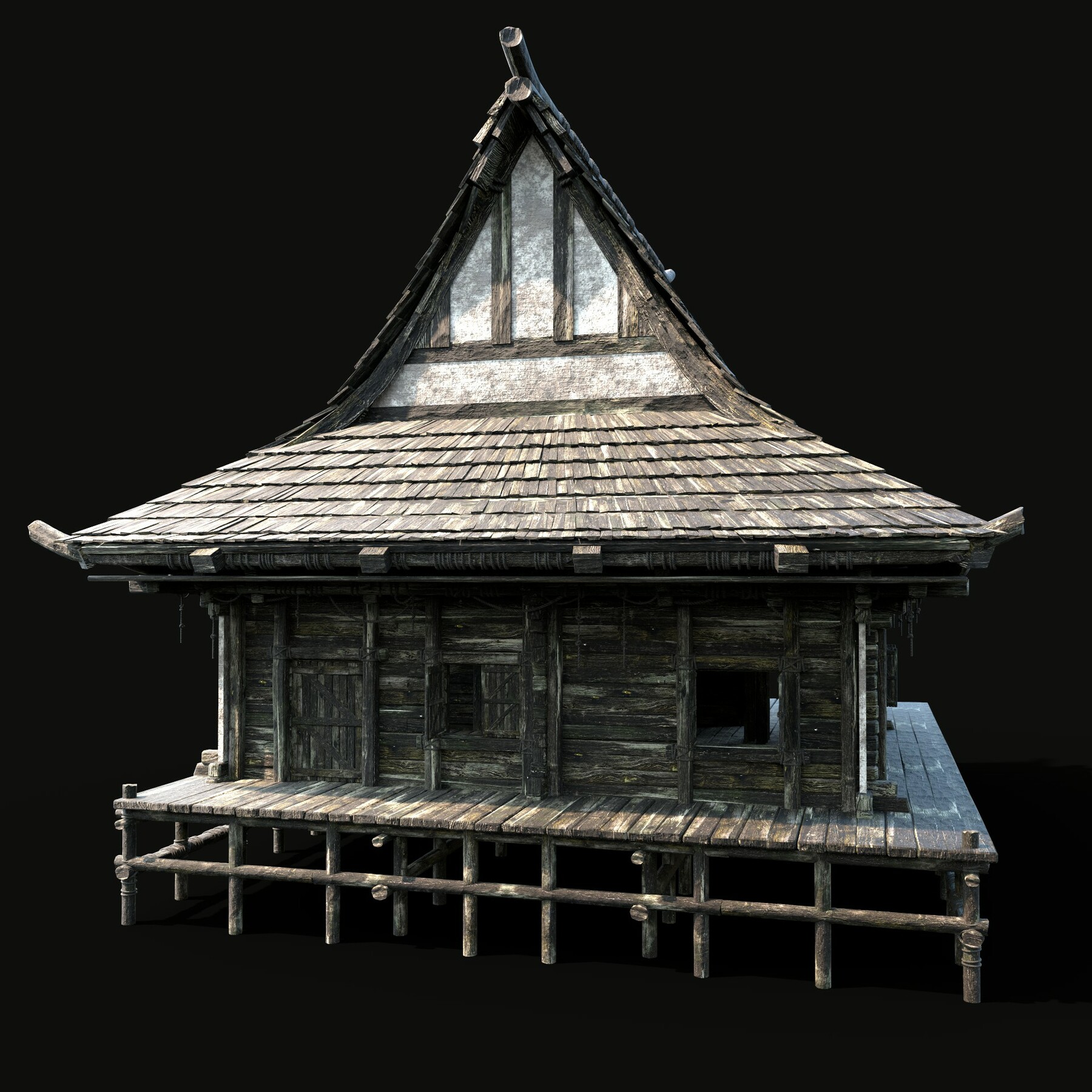 ArtStation - JAPAN CHINESE FEUDAL HOUSE DOJO HUT SAMURAI NINJA ...