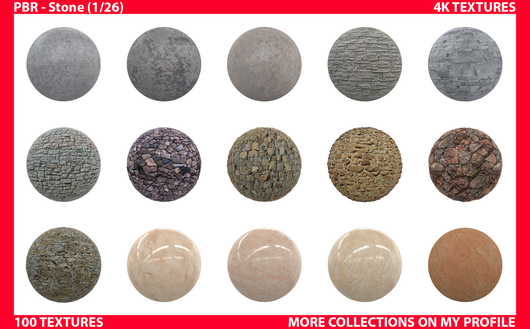 ArtStation - PBR Texture Pack - Stones - 100 Textures (Part 1/24 ...