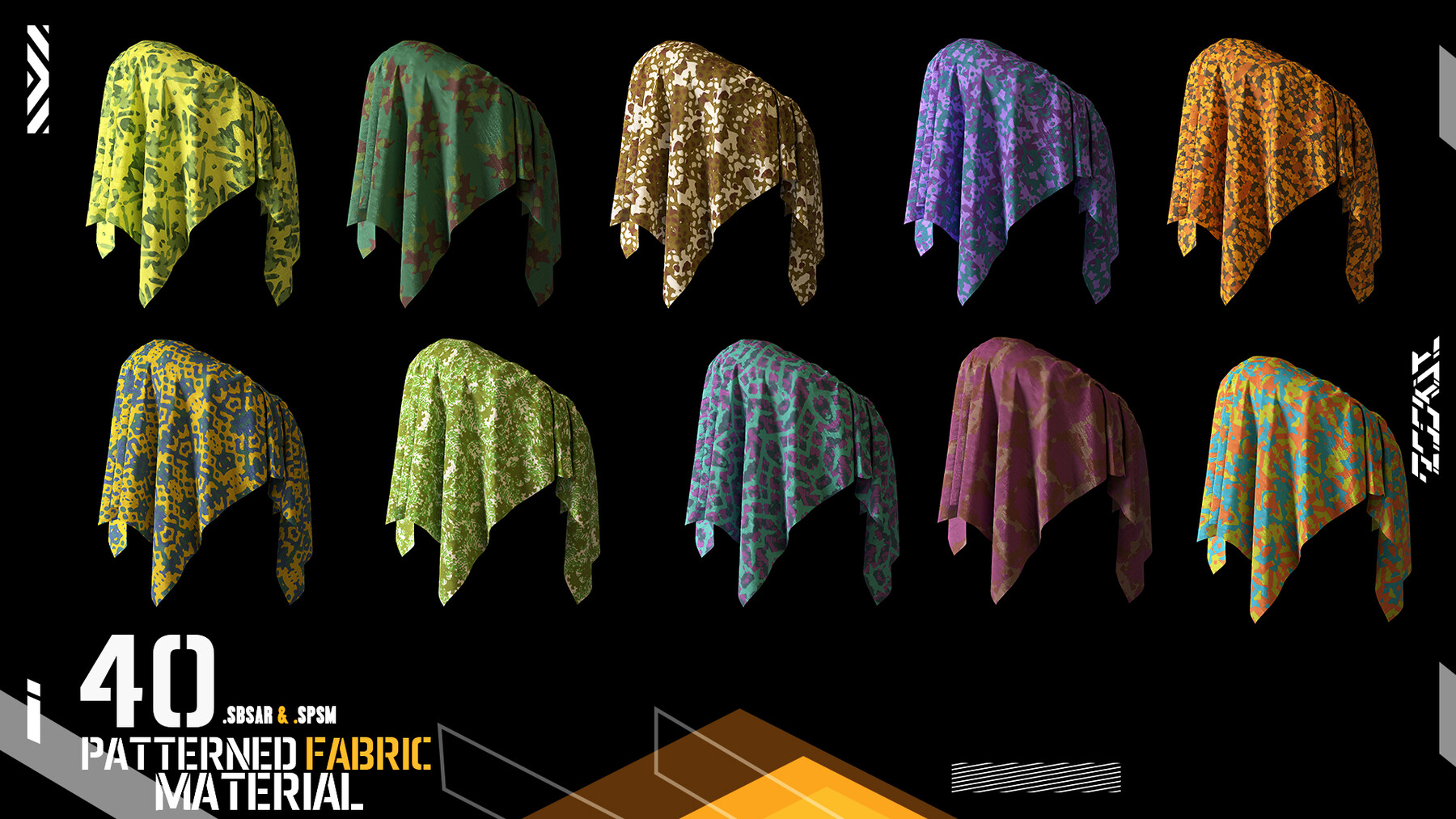 ArtStation - 40 patterned fabric material(vol.3) _ .sbsar & .spsm ...