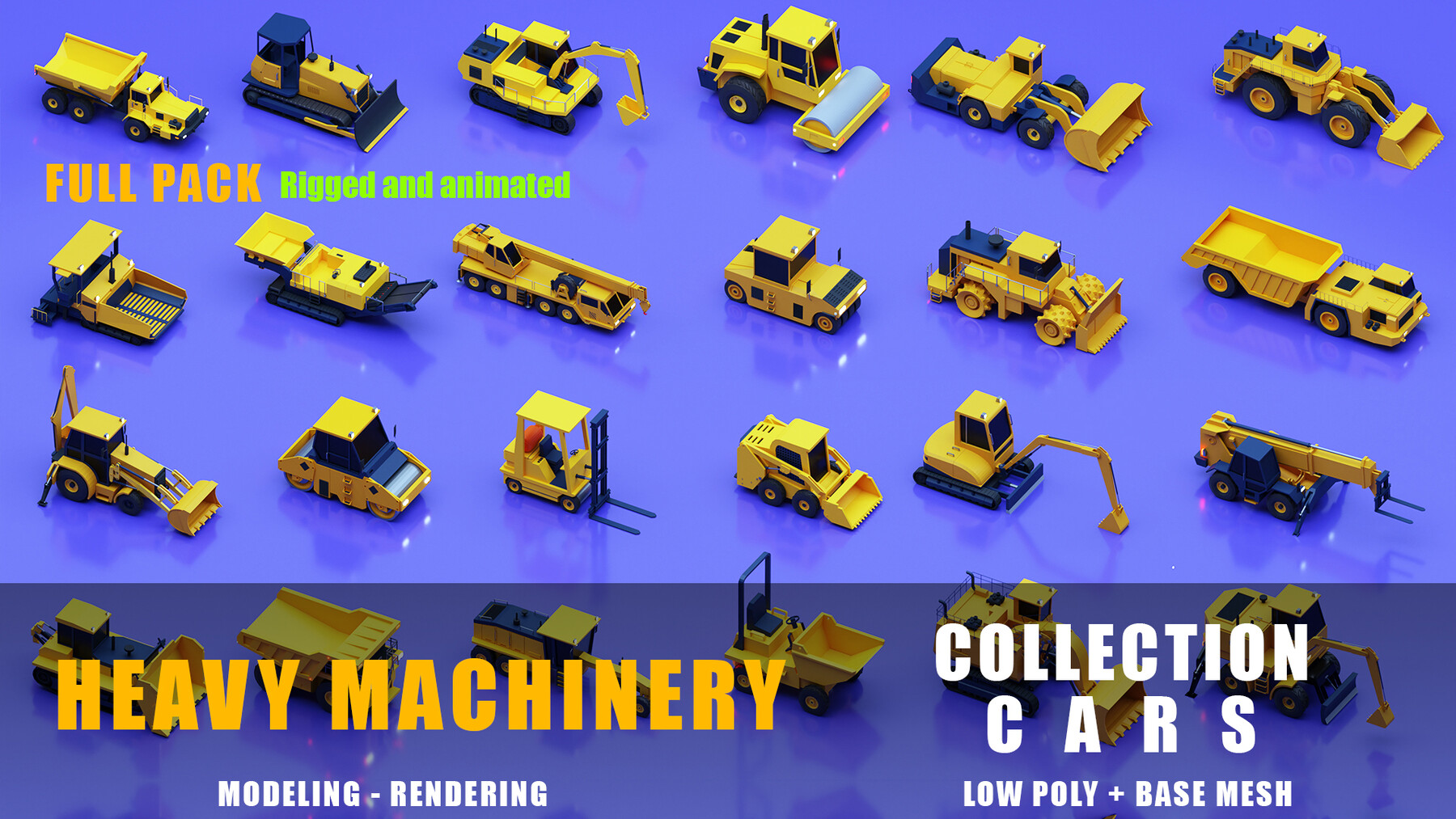 ArtStation - Heavy Machinery low poly base mesh full collection rigged ...