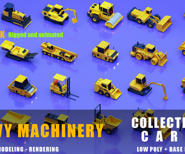 ArtStation - Heavy Machinery low poly base mesh full collection rigged ...