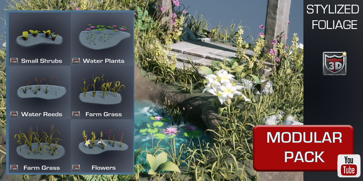 ArtStation - Blender 3 & Unreal Engine 5 Stylized Foliage Pack | Game ...