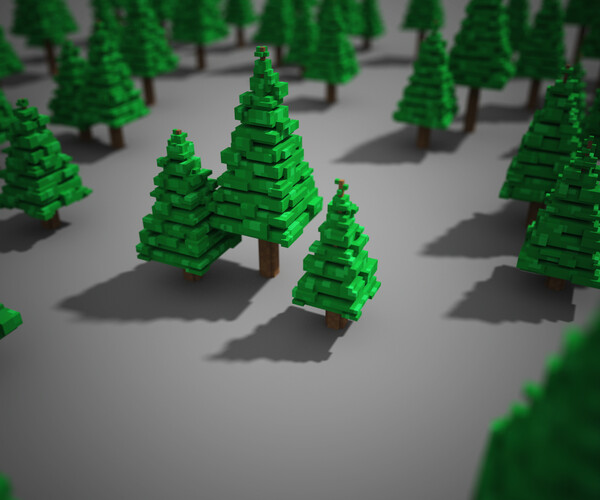 ArtStation - VOXEL Trees - Spruce Evergreen | Game Assets