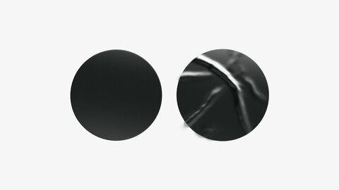 ArtStation - Two Black Round Stickers - flat and crumpled adhesive ...