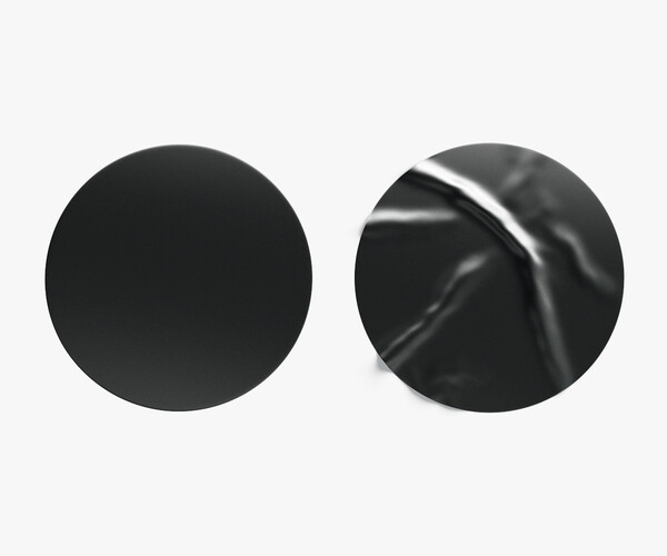ArtStation - Two Black Round Stickers - flat and crumpled adhesive ...