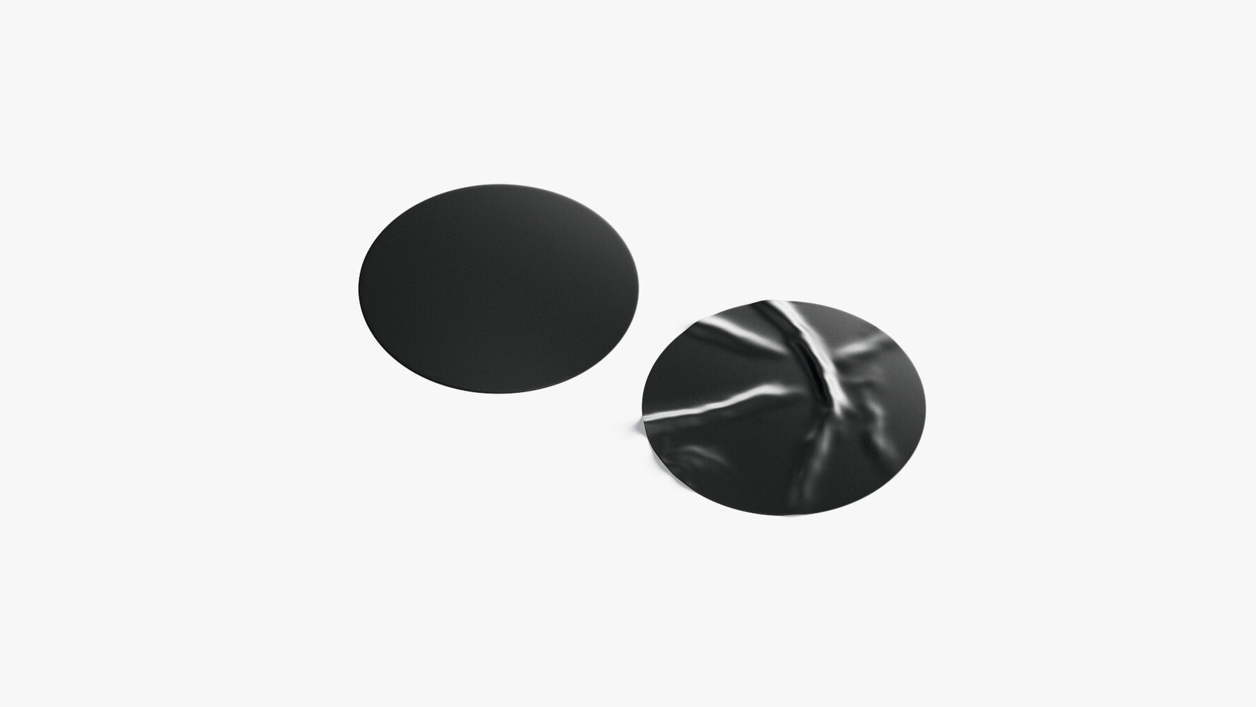 ArtStation - Two Black Round Stickers - flat and crumpled adhesive ...