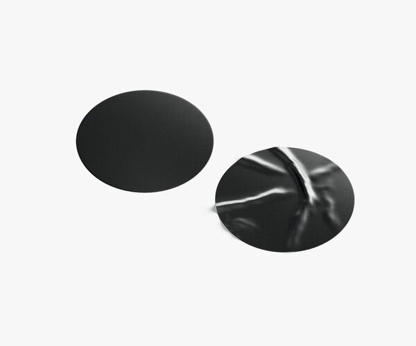 ArtStation - Two Black Round Stickers - flat and crumpled adhesive ...