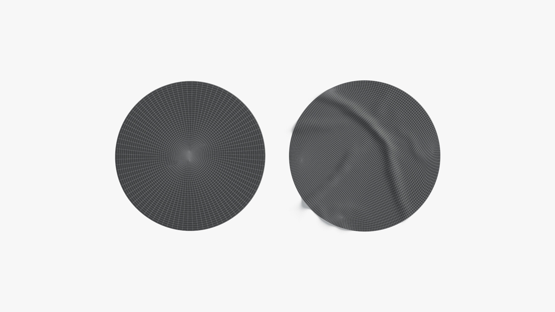 ArtStation - Two Black Round Stickers - flat and crumpled adhesive ...