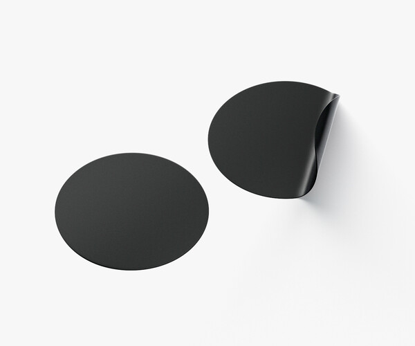 ArtStation - Two Black Round Stickers - flat and curled corners ...