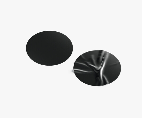 ArtStation - Two Black Round Stickers - smooth and rugose glued label ...