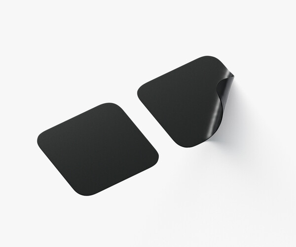 ArtStation - Two Black Square Stickers - smooth and curled corners ...