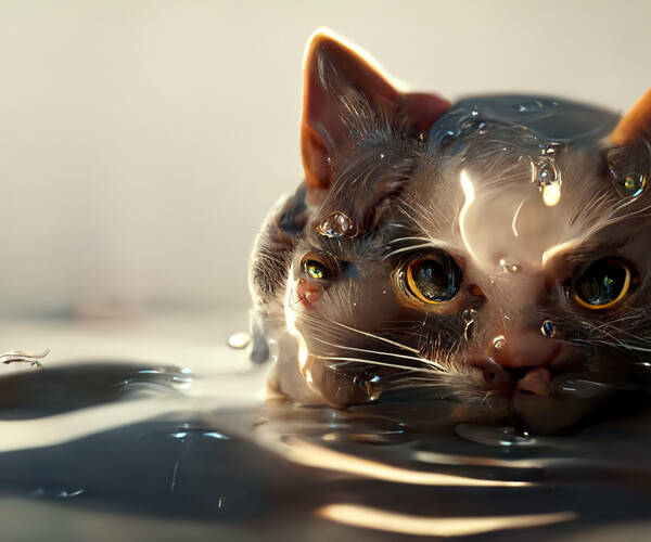 ArtStation - Realistic Cat Reflection in Water | Artworks