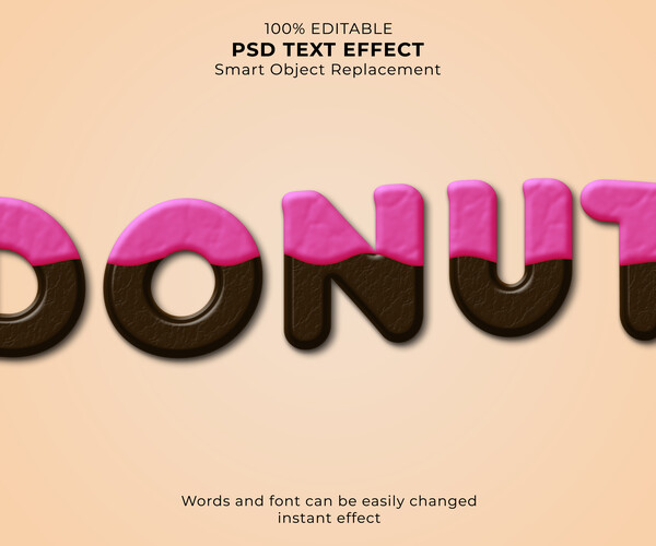 ArtStation - Donut PSD fully editable text effect. Layer style PSD ...