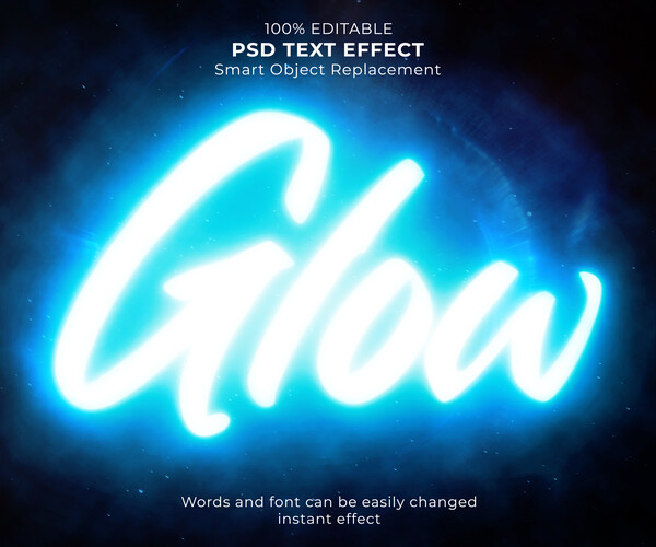 ArtStation - Glow PSD fully editable text effect. Layer style PSD ...