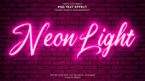 ArtStation - Neon pink Linght PSD fully editable text effect. Layer ...