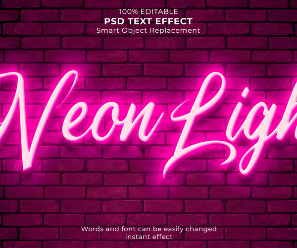 ArtStation - Neon pink Linght PSD fully editable text effect. Layer ...