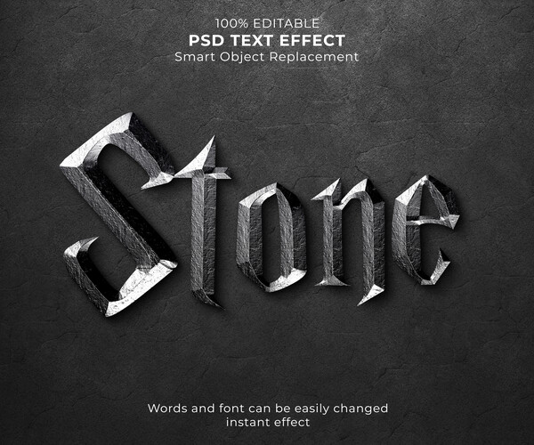 ArtStation - Stone PSD fully editable text effect. Layer style PSD ...