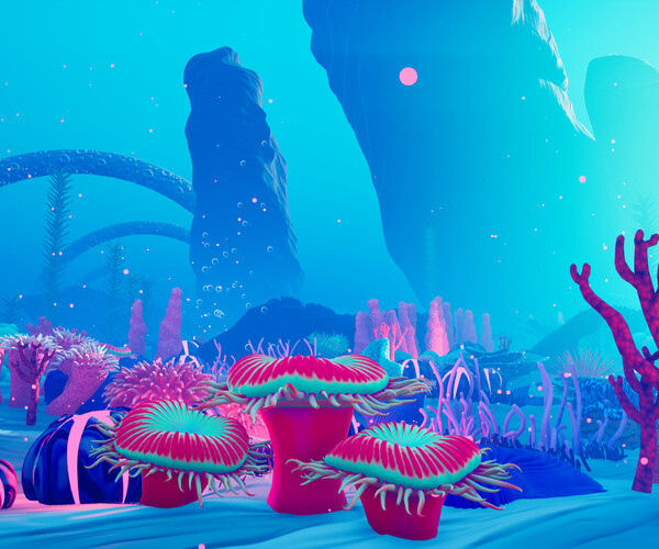 ArtStation - Stylized underwater coral reef environment | Game Assets