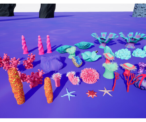 ArtStation - Stylized underwater coral reef environment | Game Assets