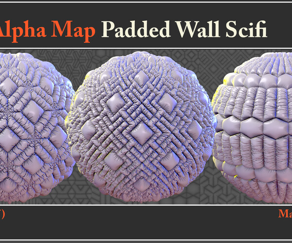 ArtStation - 120 Alpha Maps Padded Wall SCIFI | Game Assets