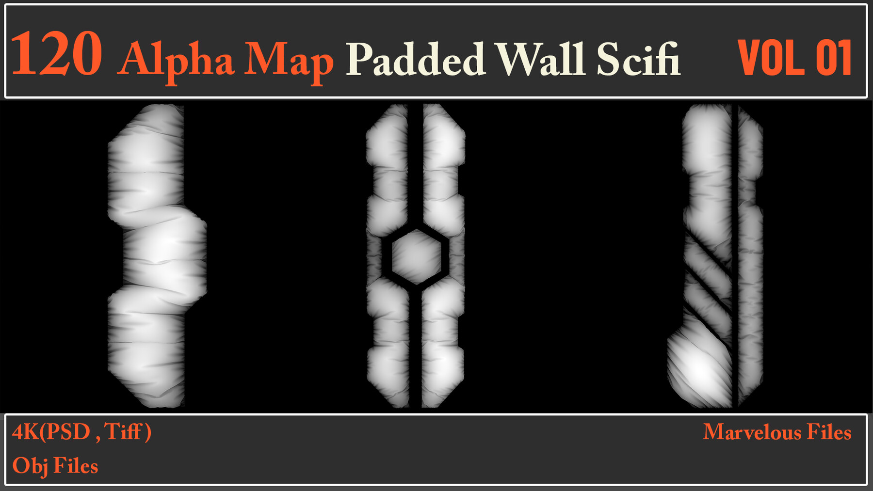 ArtStation - 120 Alpha Maps Padded Wall SCIFI | Game Assets