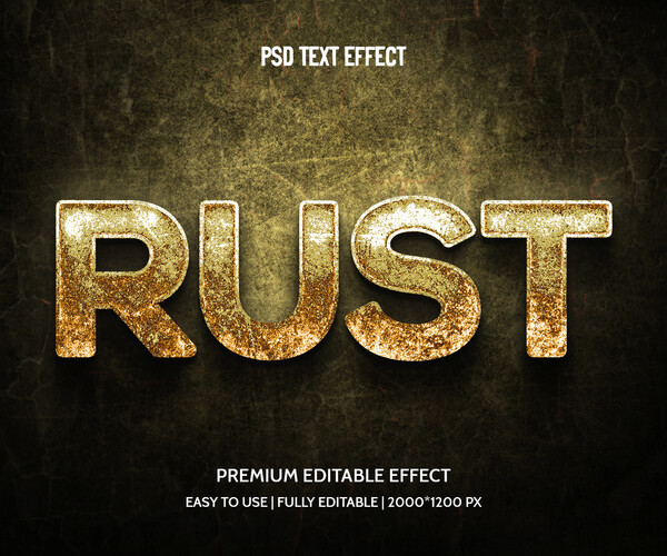 ArtStation - Rust PSD fully editable text effect. Layer style PSD ...