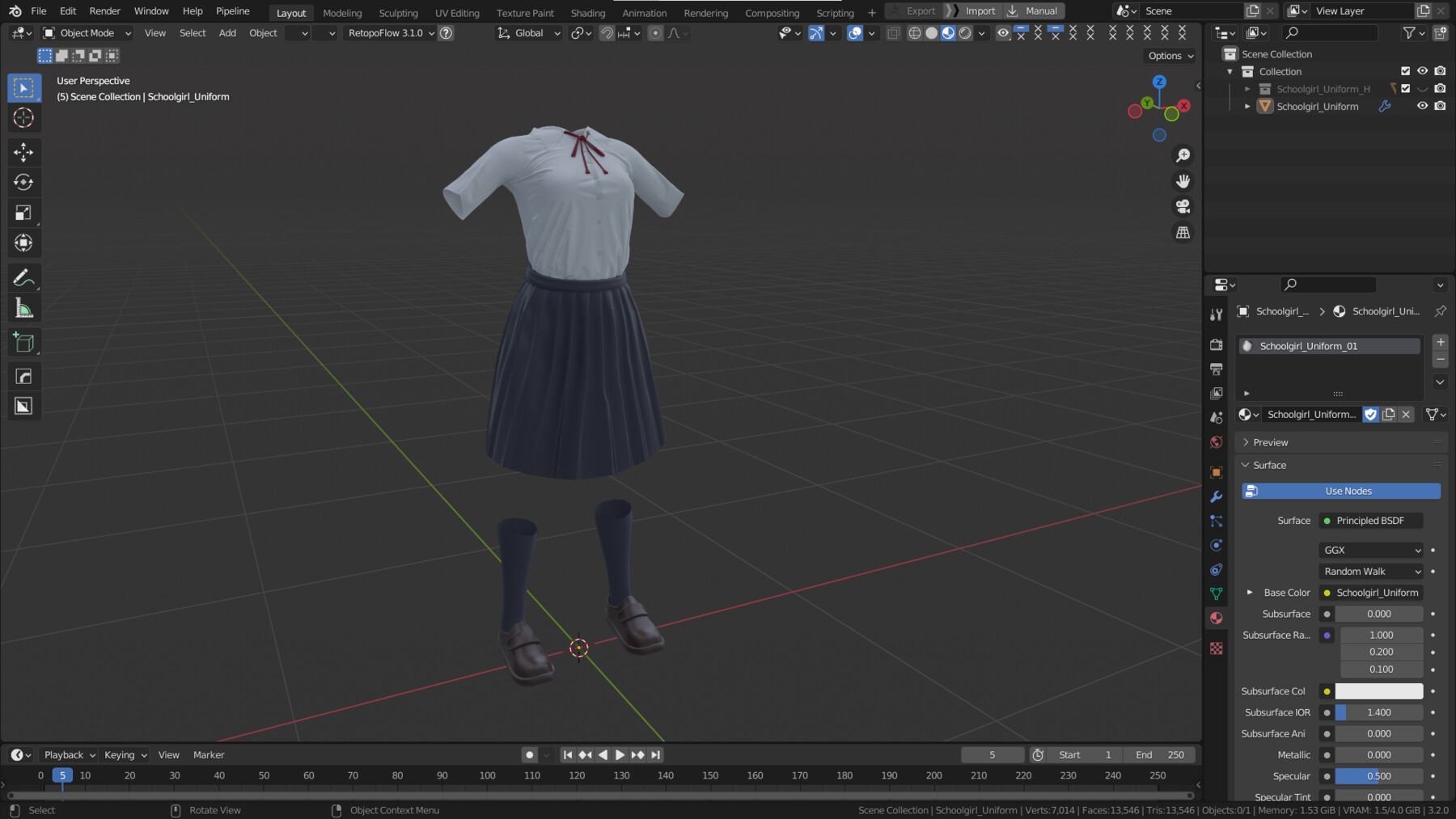 ArtStation - School Girl Uniform | Game Assets