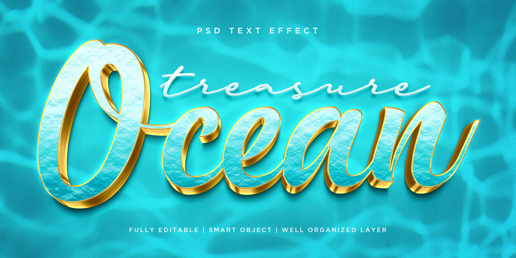ArtStation - 3D Ocean PSD fully editable text effect. Layer style PSD ...