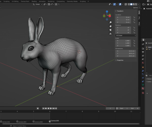 ArtStation - Fur Rabbit Gray V05 Rigged and Animation | Game Assets