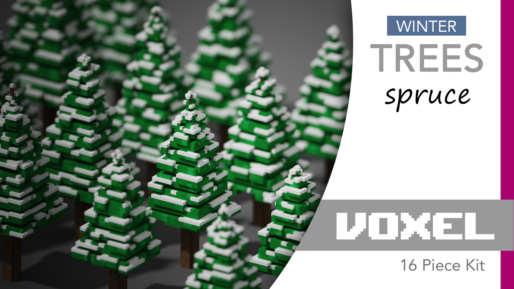 ArtStation - VOXEL Trees - Spruce Evergreen - Winter | Game Assets