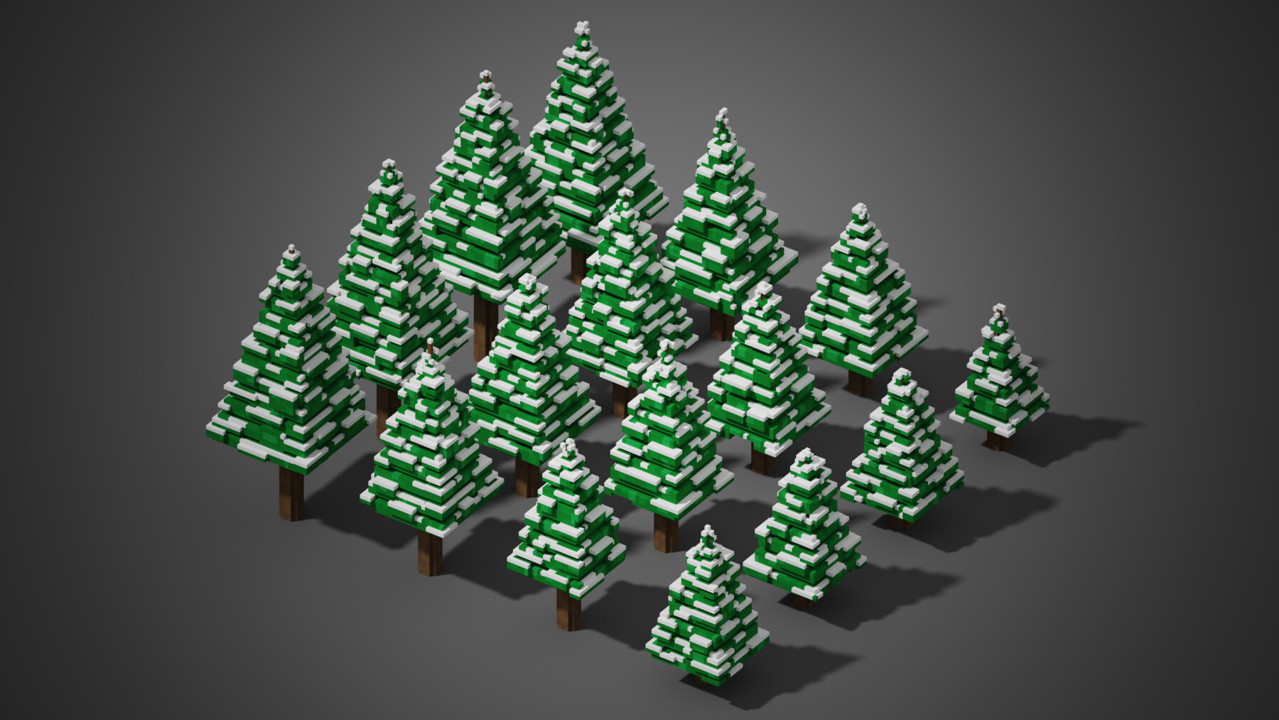 ArtStation - VOXEL Trees - Spruce Evergreen - Winter | Game Assets