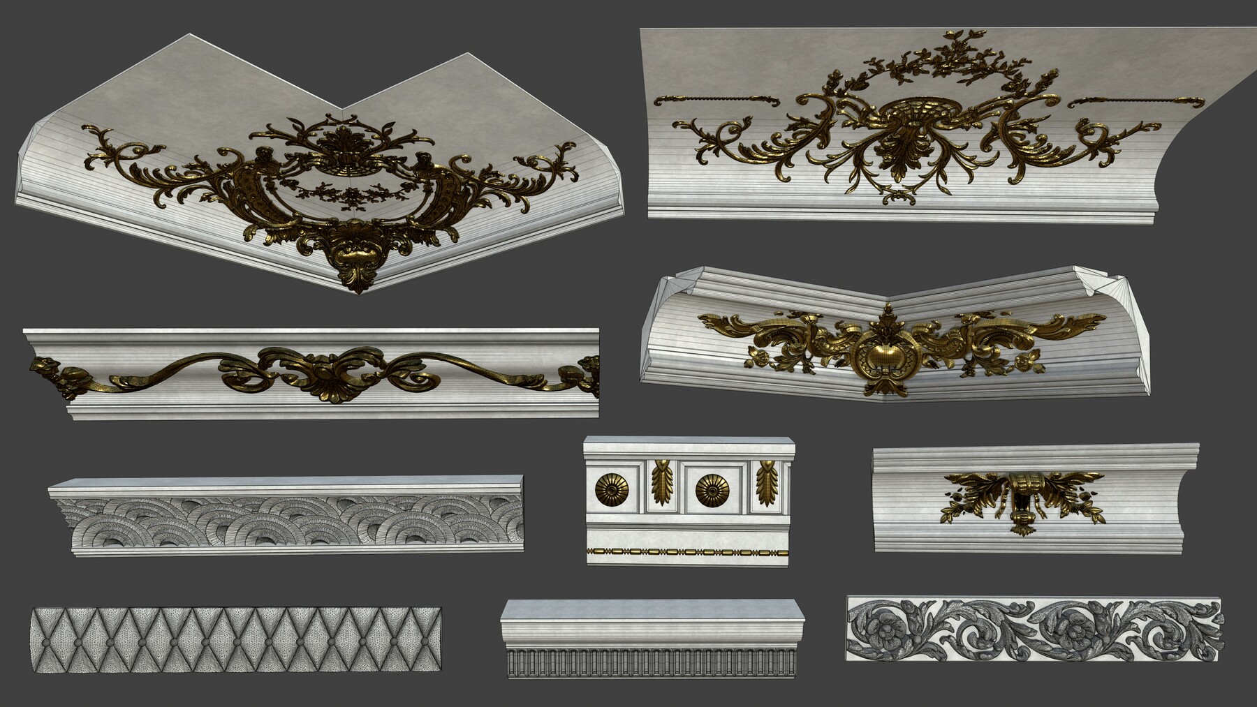 ArtStation - Textured Middle Poly Cornices-Collection 1 - 10 pieces ...