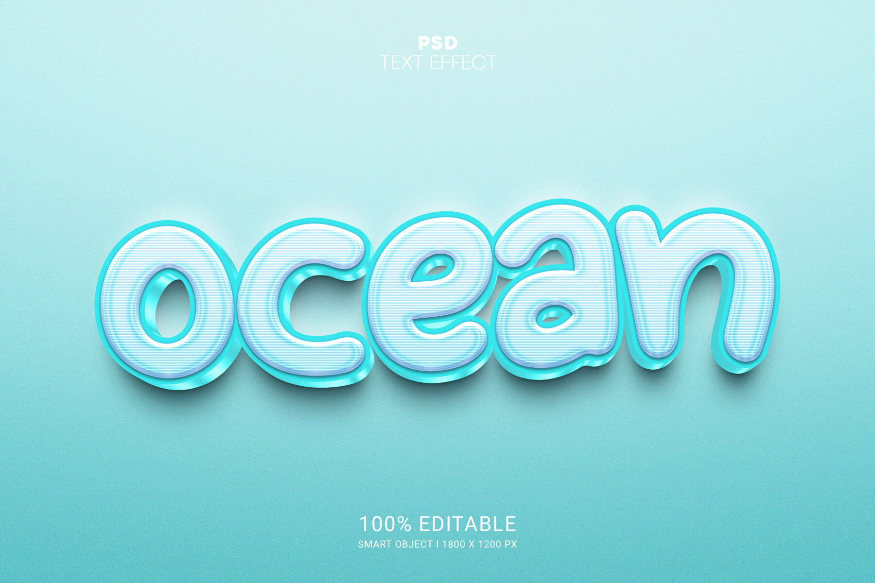ArtStation - Ocean PSD fully editable text effect. Layer style PSD ...