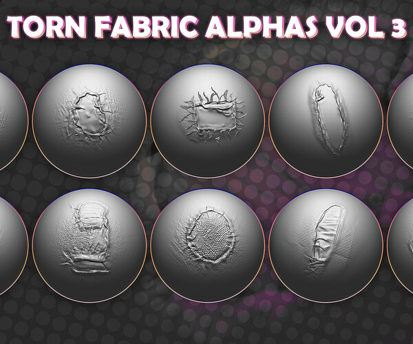 ArtStation - Torn Fabric Alphas vol. 3 for ZBrush | Brushes
