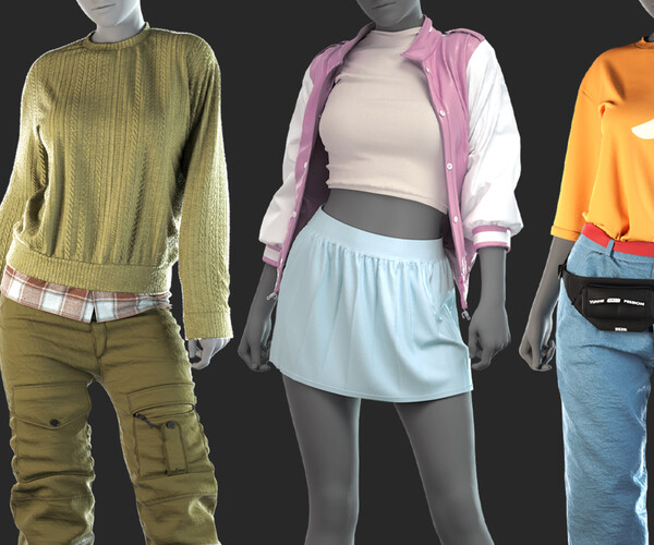 ArtStation - 3 Girl's Outfits VOL 3 - Marvelous / CLO Project file ...