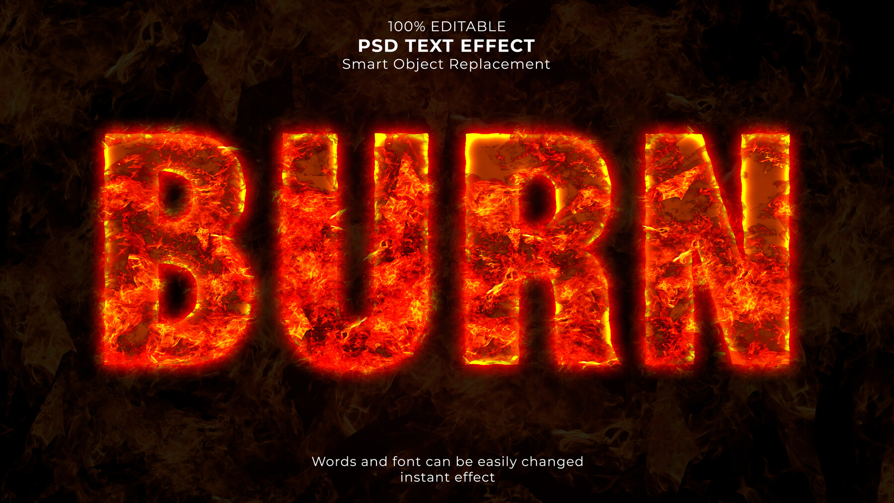 ArtStation - Burn PSD fully editable text effect. Layer style PSD ...
