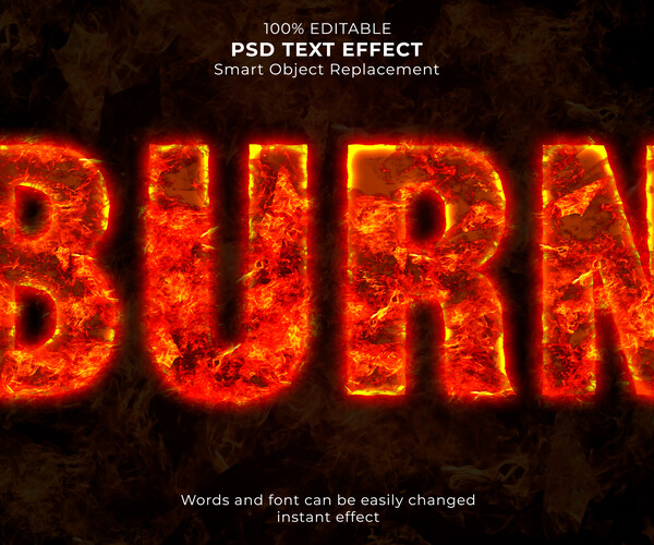 ArtStation - Burn PSD fully editable text effect. Layer style PSD ...
