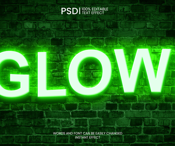 ArtStation - Glow green PSD fully editable text effect. Layer style PSD ...